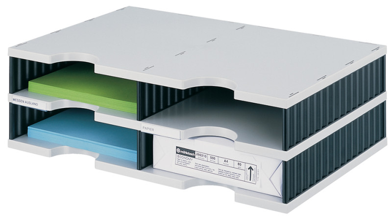 unité de base styro duo styrodoc, 4 compartiments, noir / gris