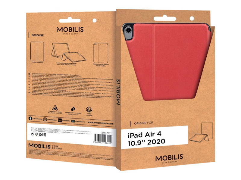 Mobilis : ORIGINE FOLIO CASE IPAD AIR 4 10.9IN 2020 RED HARD SHELL