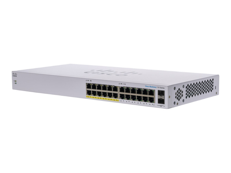 Cisco : CBS110 UNMANAGED 24-PORT GE PARTIAL POE 2X1G SFP SHARED