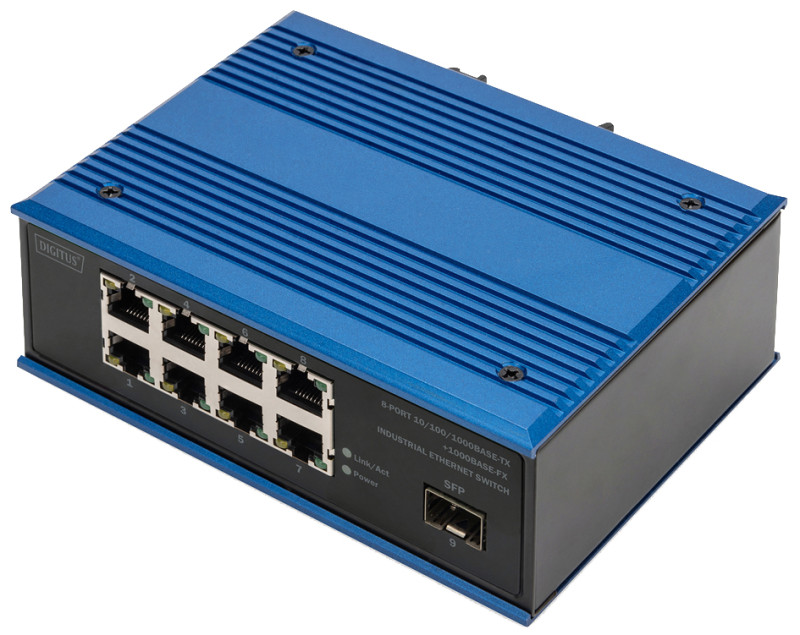 DIGITUS Commutateur industriel Gigabit Ethernet PoE