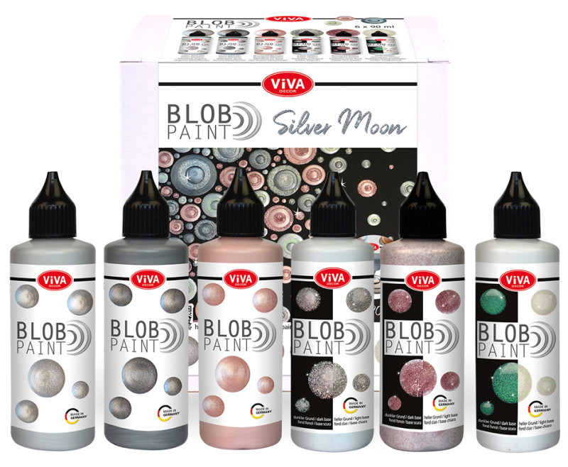 ViVA DECOR Set de peinture Blob Paint Silver Moon, 6 pièces