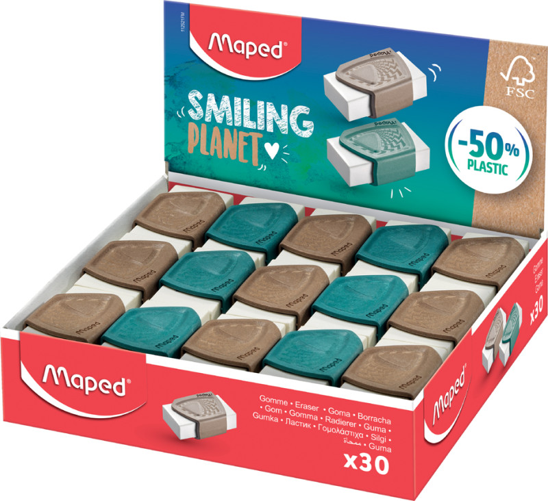 Maped Gomme Precision SMILING PLANET, présentoir de 30