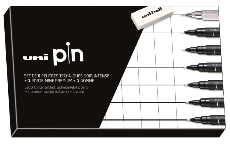 uni-ball Set d'écriture uni pin, coffret de 8 pièces
